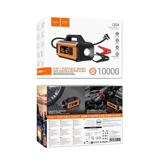 Пускозарядний пристрій бустер для авто 10000mAh з компресором HOCO QS4 ...